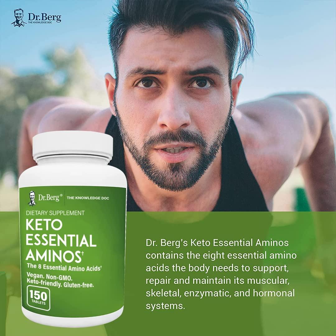 Dr. Berg's Keto Essential Aminos - Vegan Protein Tablets for Muscle ...