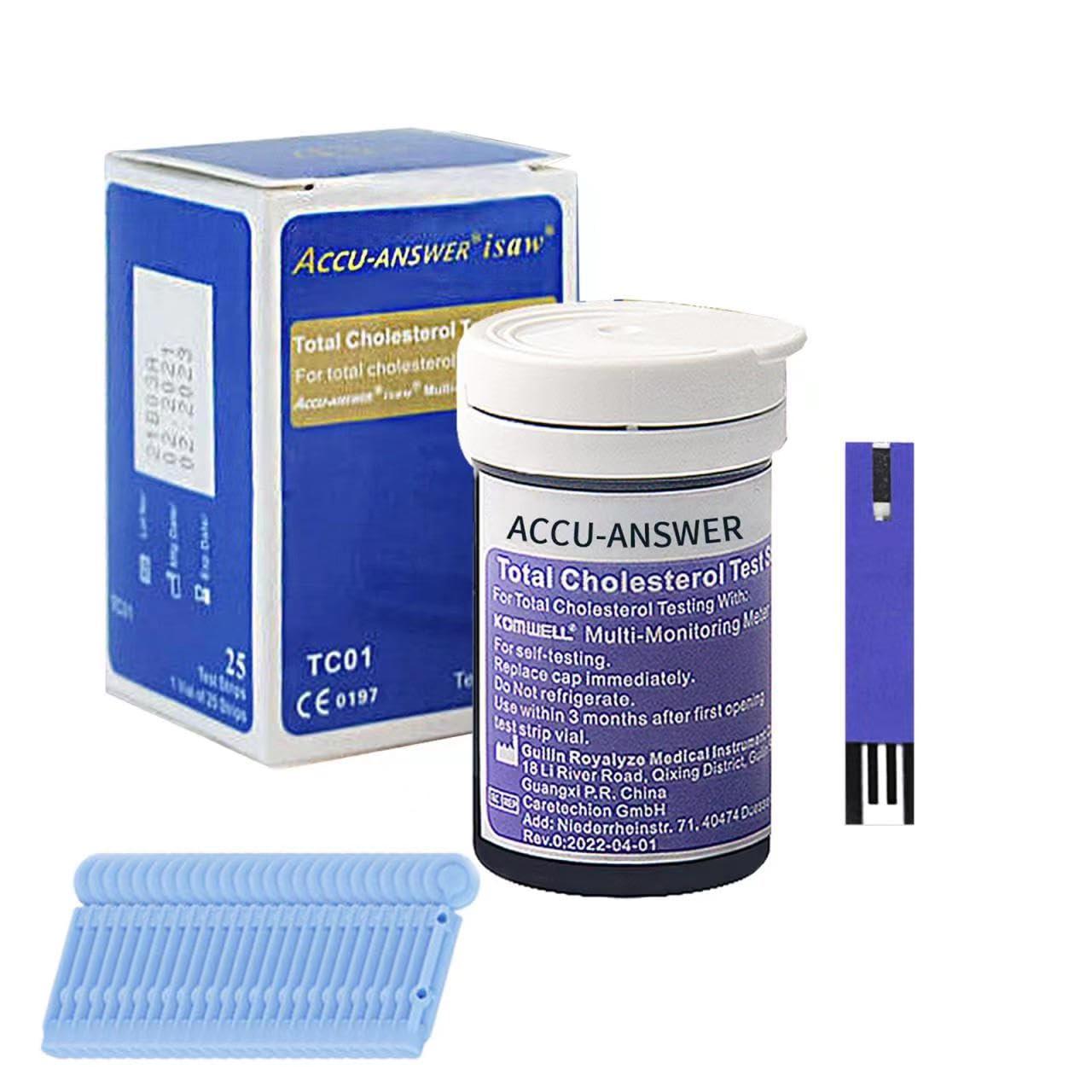Accu-Answer Cholesterol Test Strips - 25 Count, Easy Home Testing ...