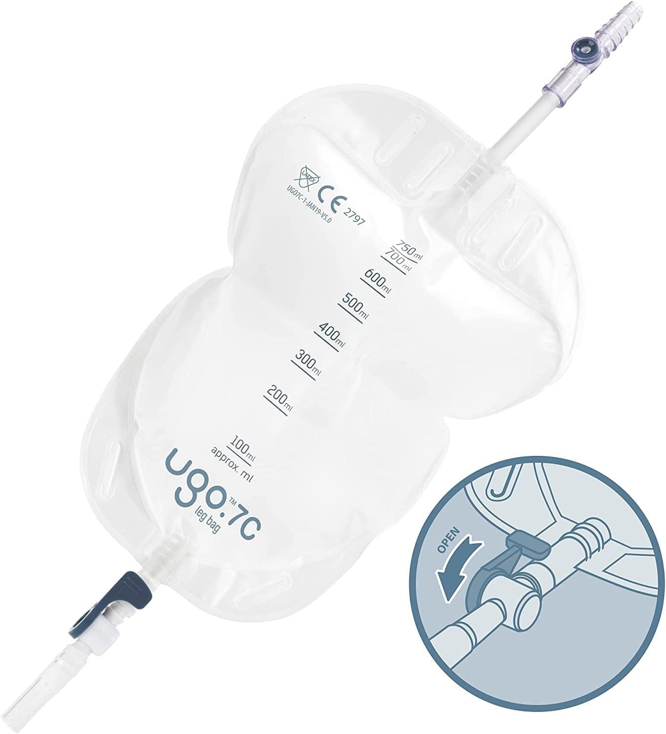 Ugo Leg Bags x10 - Urine Drainage Bags, Soft Fabric Backing, Natural ...