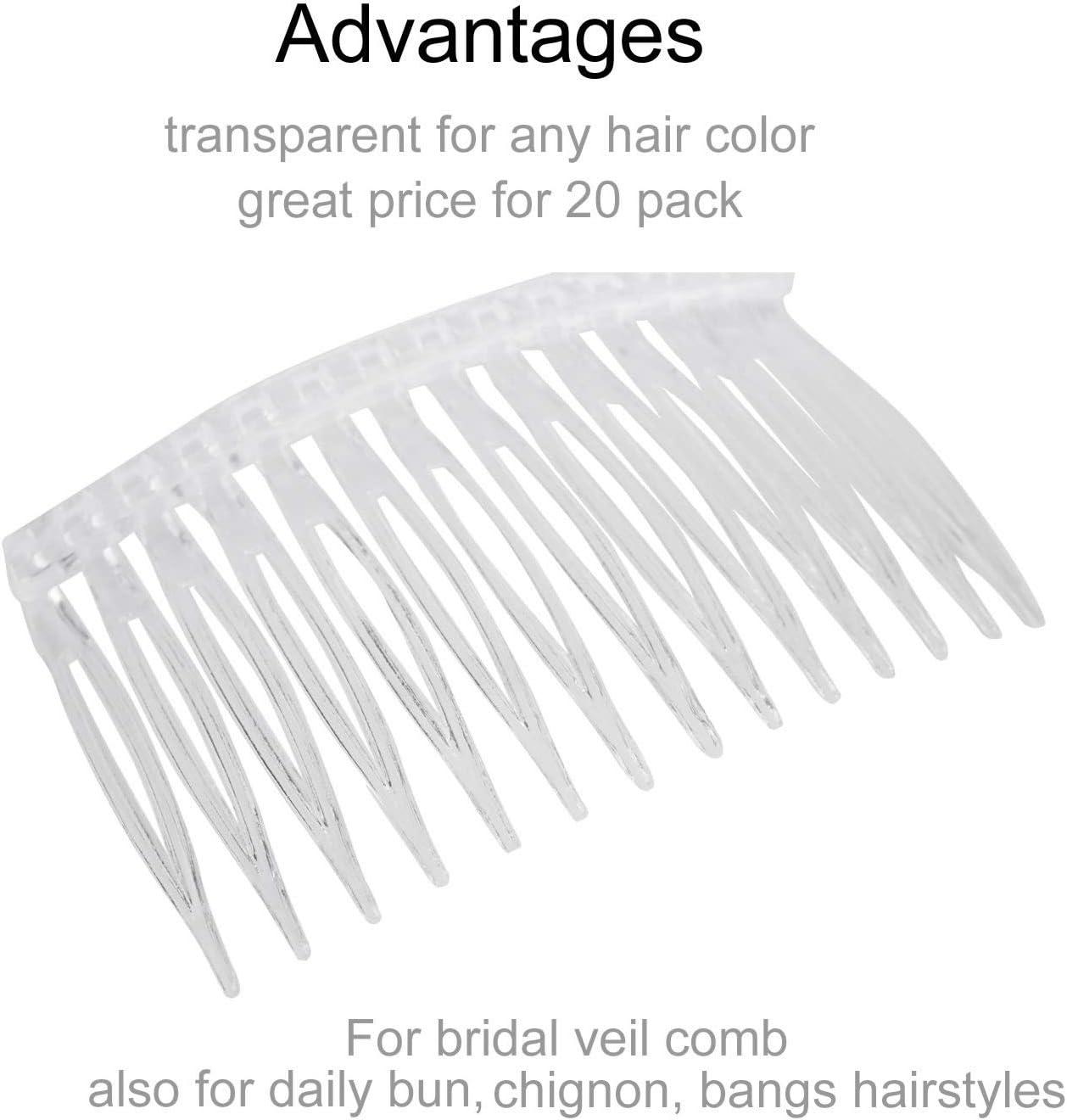 20 Pack Transparent Small Plastic Side Combs & Hairpins - Perfect for ...