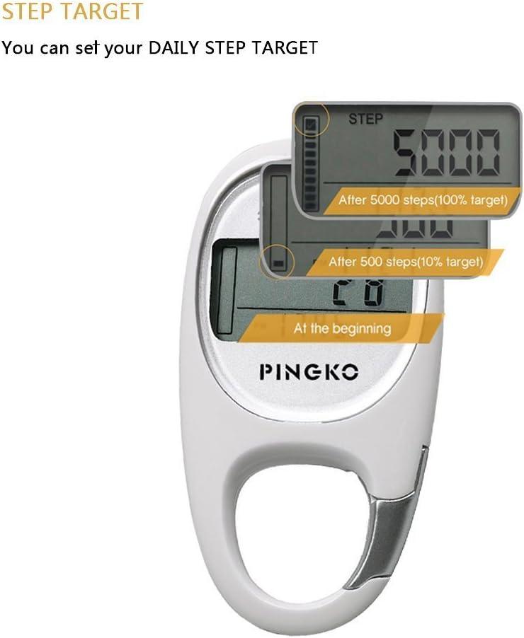 PINGKO 3D Carabiner Pedometer - Fitness Tracker for Walking - White ...