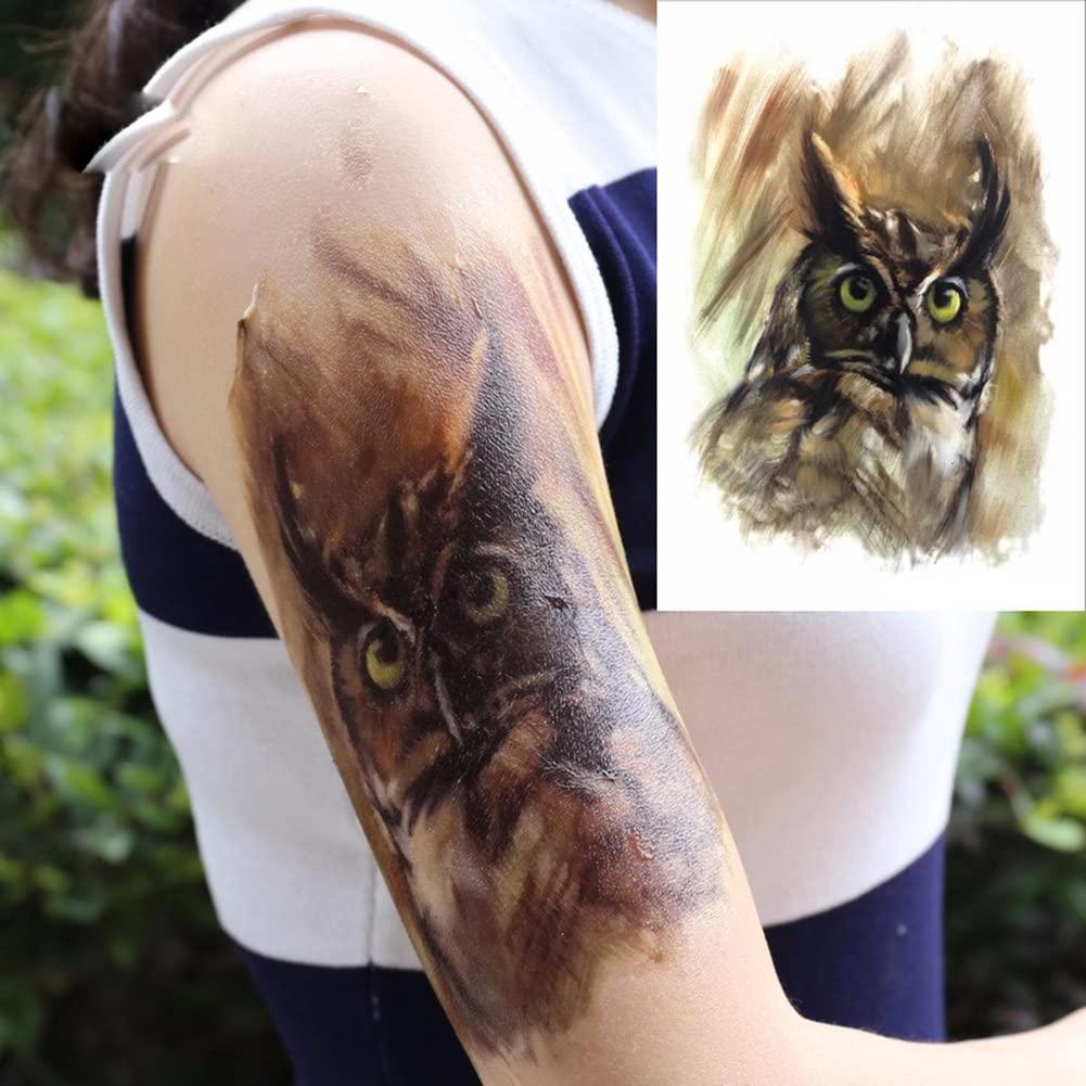Colorful Owl Forearm Tattoos
