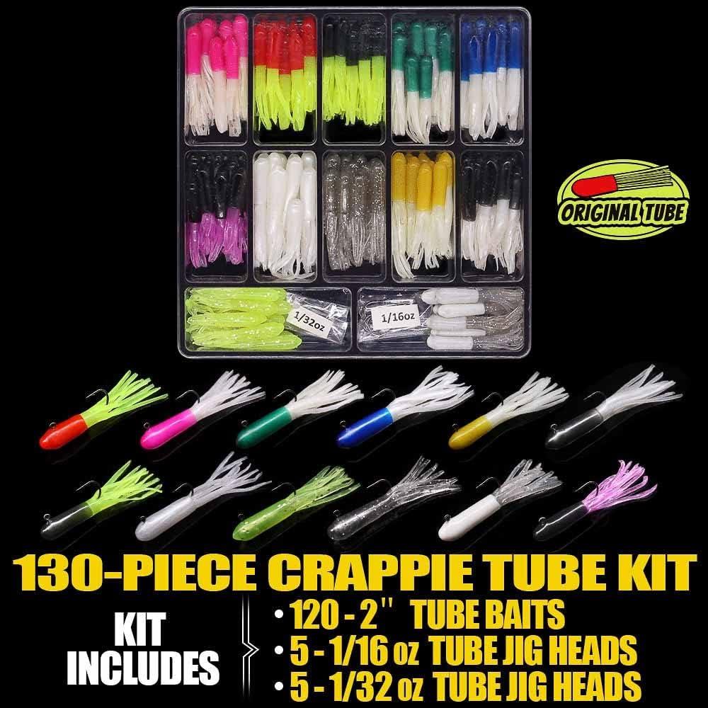 Crappie and Panfish Tube Bait Lure Kit - 130 Piece Set for Freshwater ...