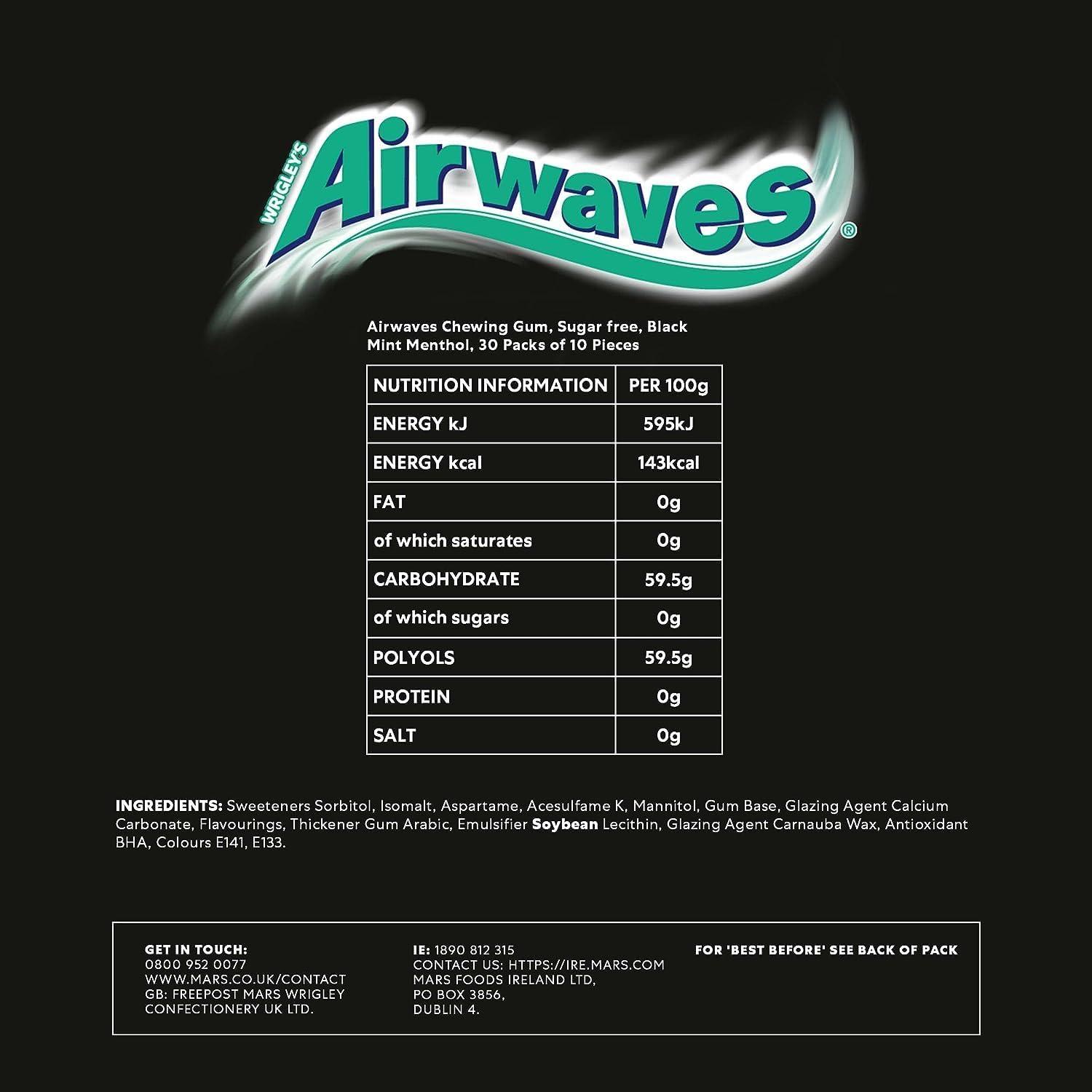 Wrigley's Airwaves Black Mint Chewing Gum (30 Packets (Full Box)) | Buy ...