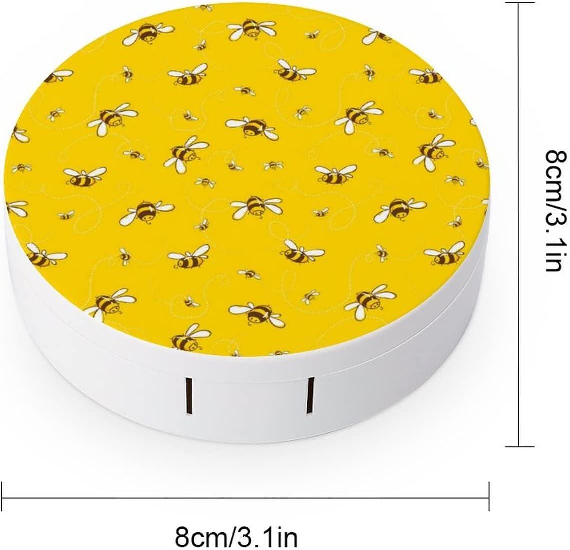 Cute Bee Bumblebee Round Case For Contact Lens Kit Storage Box with ...