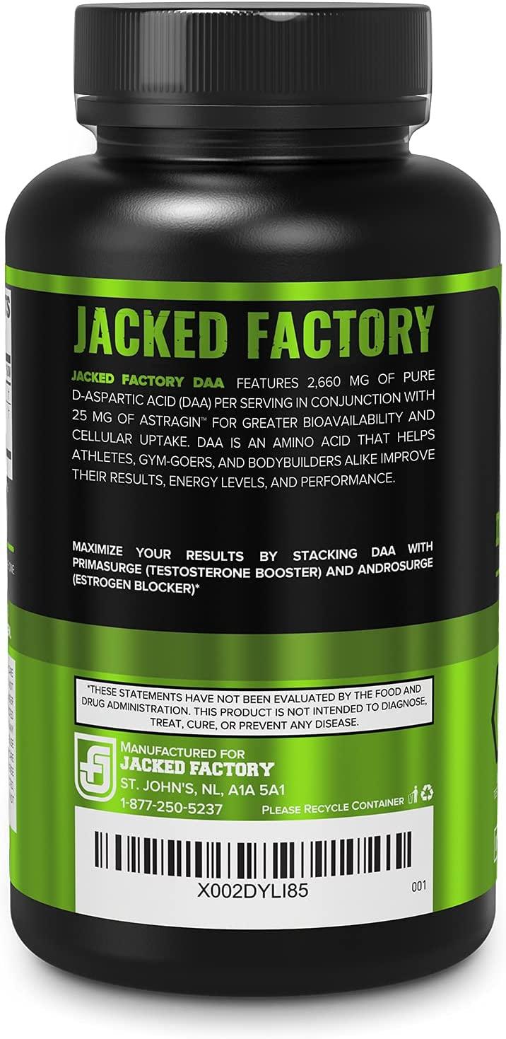 Jacked Factory DAA D Aspartic Acid Supplement | 120 Capsules for Muscle ...