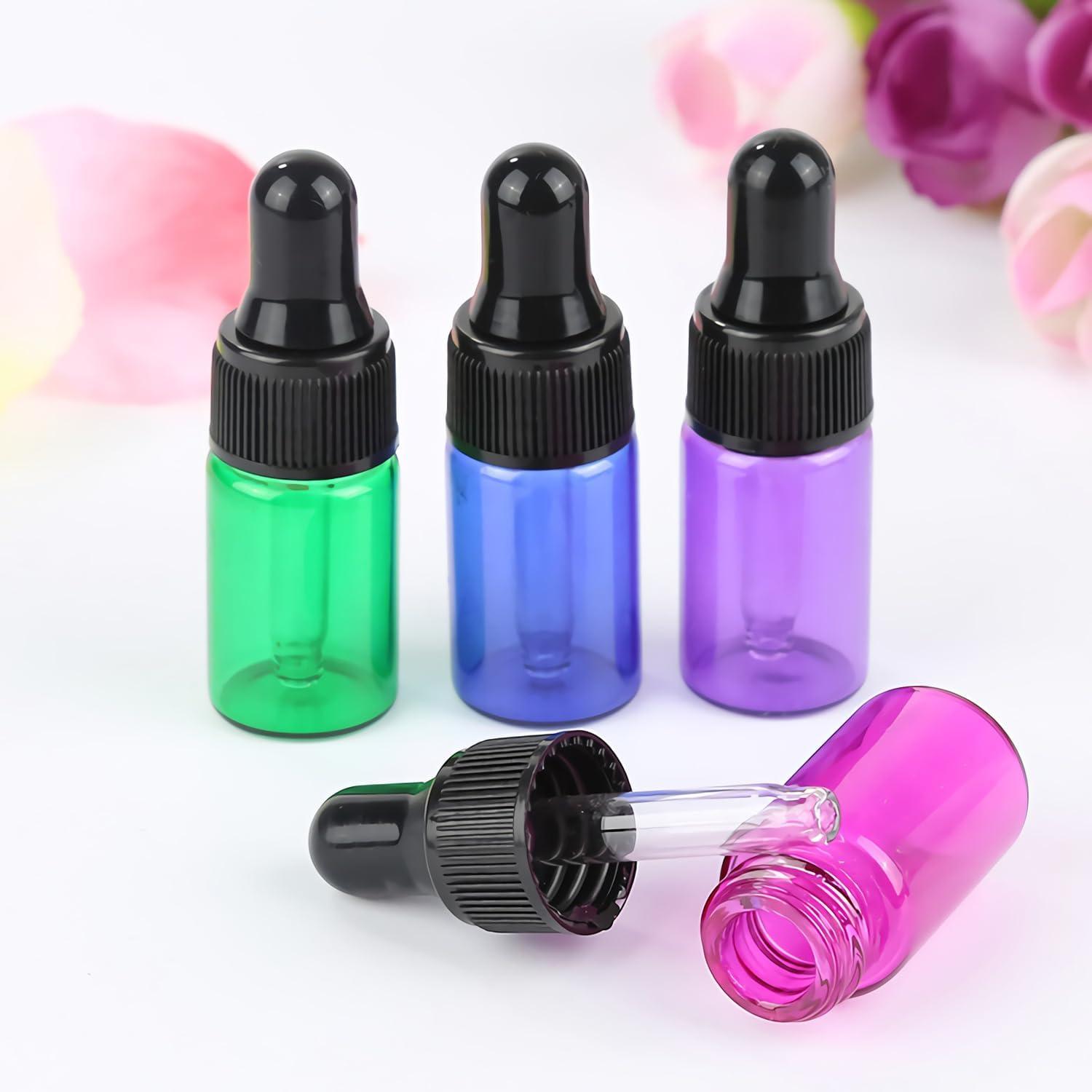 BPZXL 20-Pack 2ml Pink Glass Pipette Bottles - Ideal for Aromatherapy ...