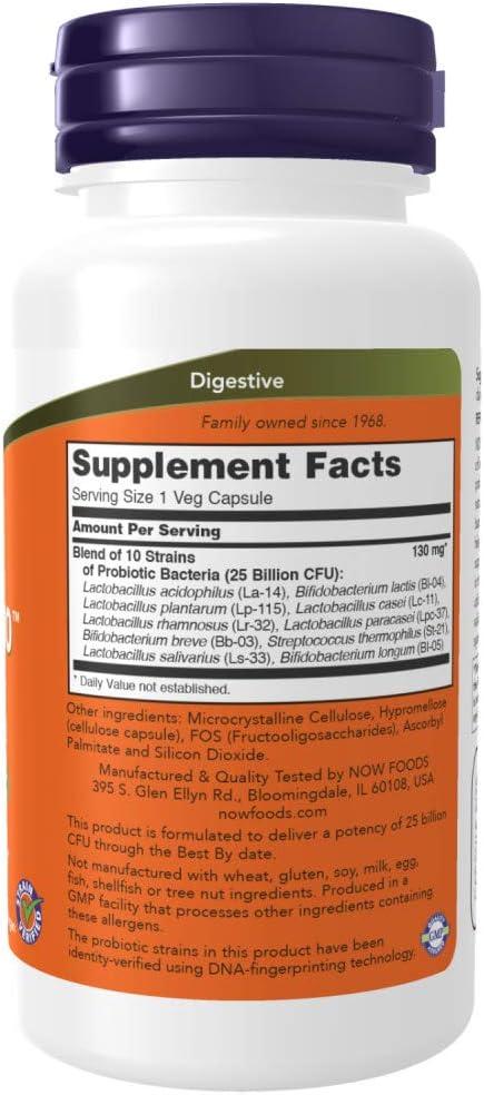 NOW Probiotic-10 25 Billion, 100 Veg Capsules - Digestive Health ...