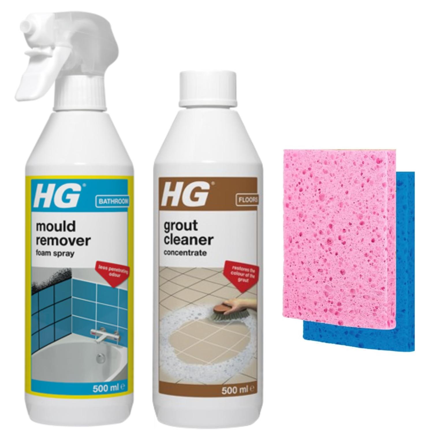 HG Grout Cleaner Concentrate 500ml HG Mould Remover Foam Spray 500ml 2x ...