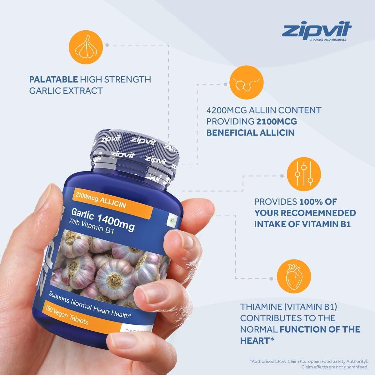 Garlic Tablets 1400mg with Vitamin B1 | Supports Heart Health | 180 ...
