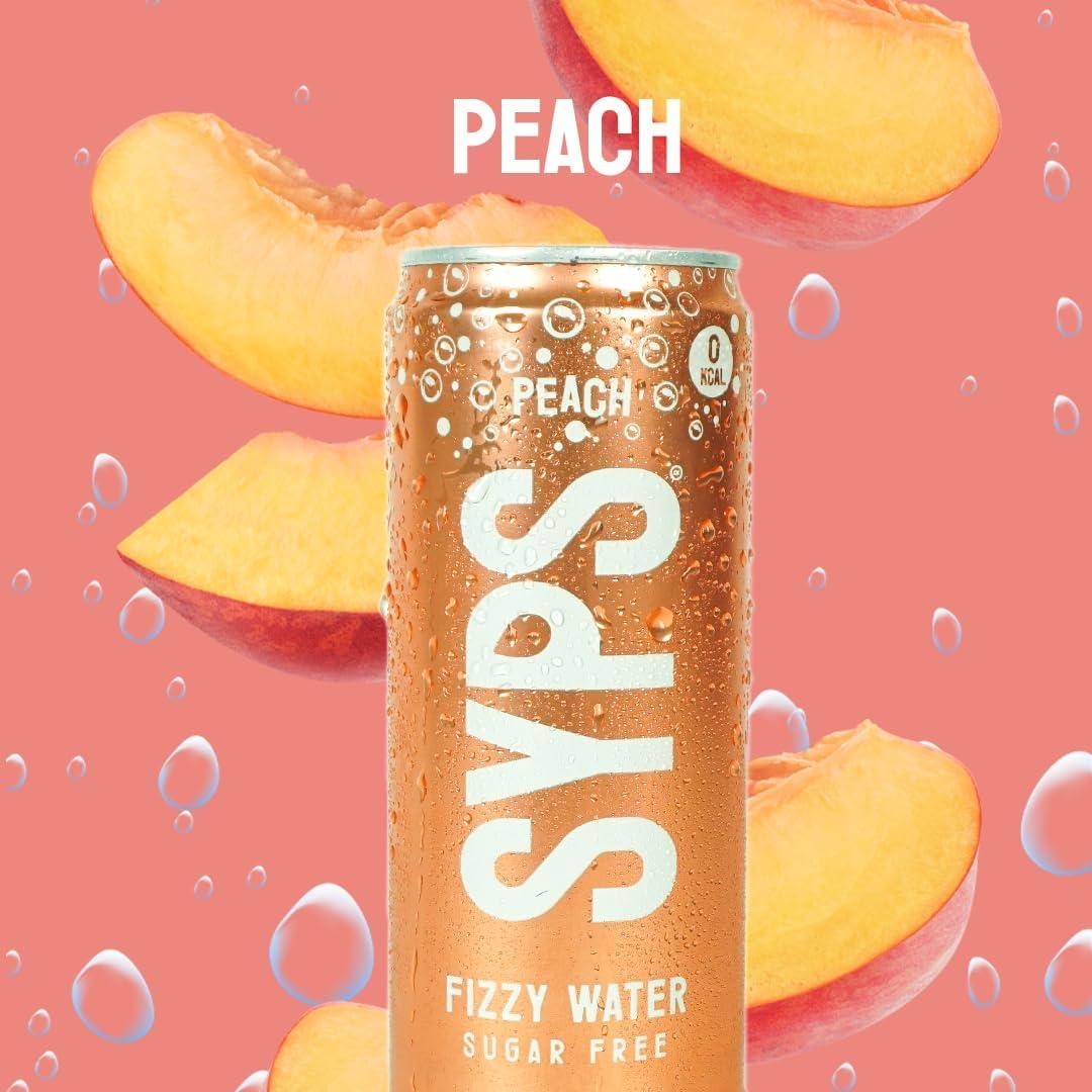 SYPS Peach Fizzy Water 0 Calories Sugar-Free Flavoured Sparkling Water ...
