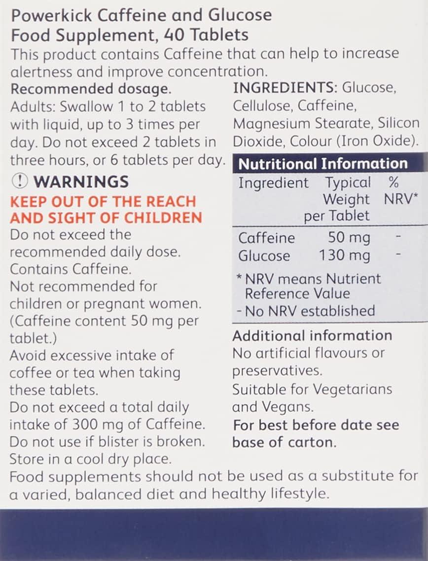 Power Kick Extra Energy Caffeine & Glucose Tablets x 40 - Boost ...