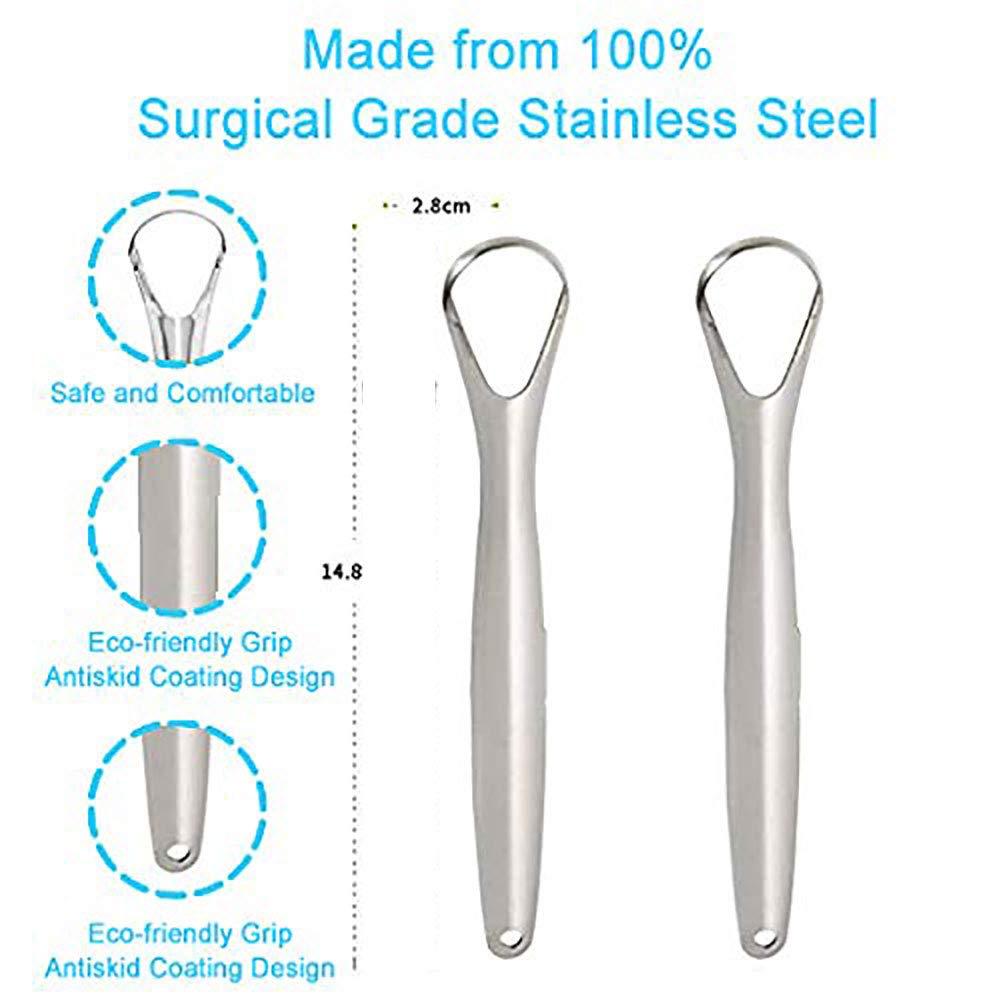 MEOOAWQI Metal Handle Tongue Scraper (2-Pack) - Stainless Steel ...