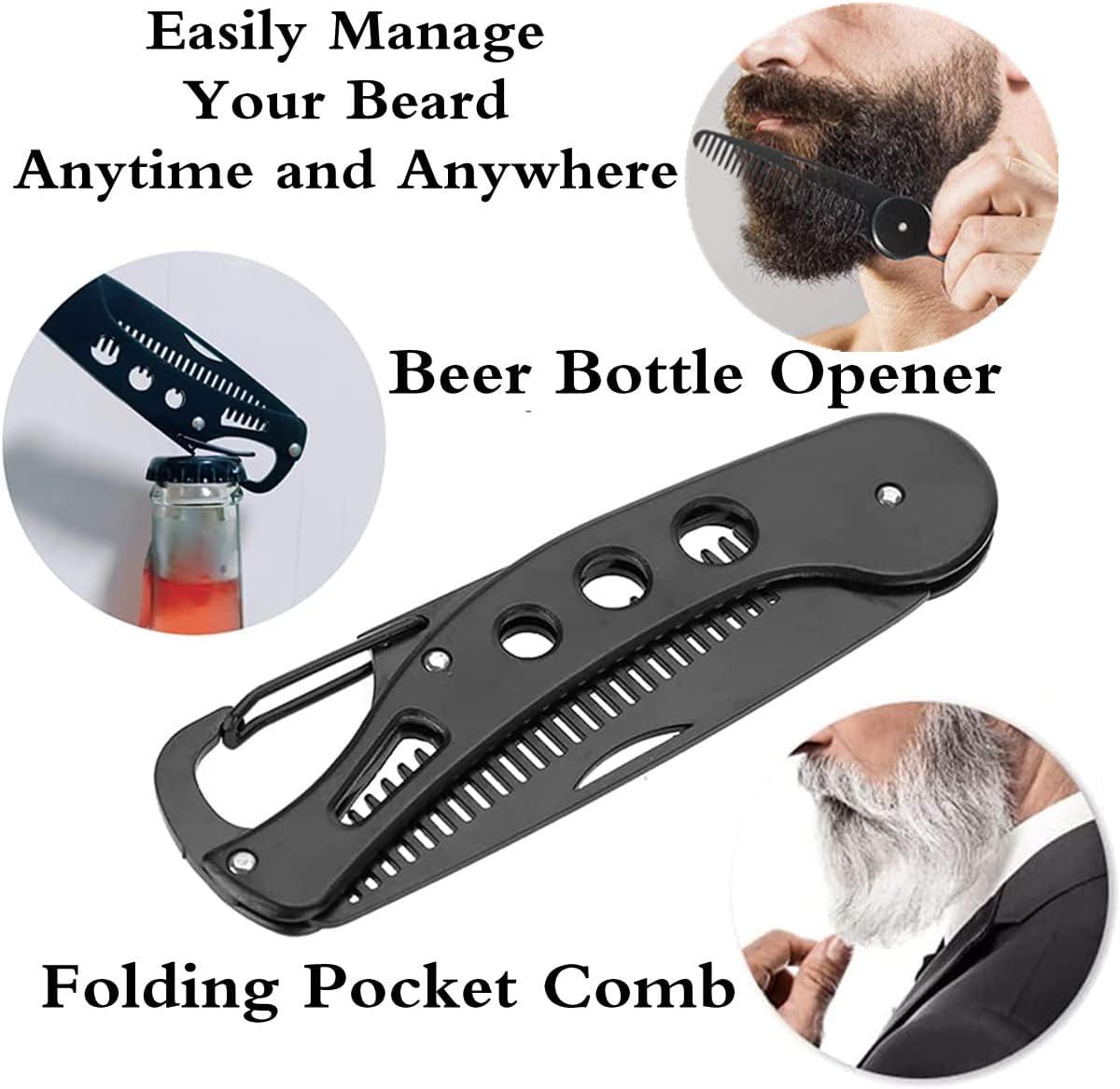 Stainless Steel Folding Beard Comb for Men - Anti-Static Pocket Comb ...