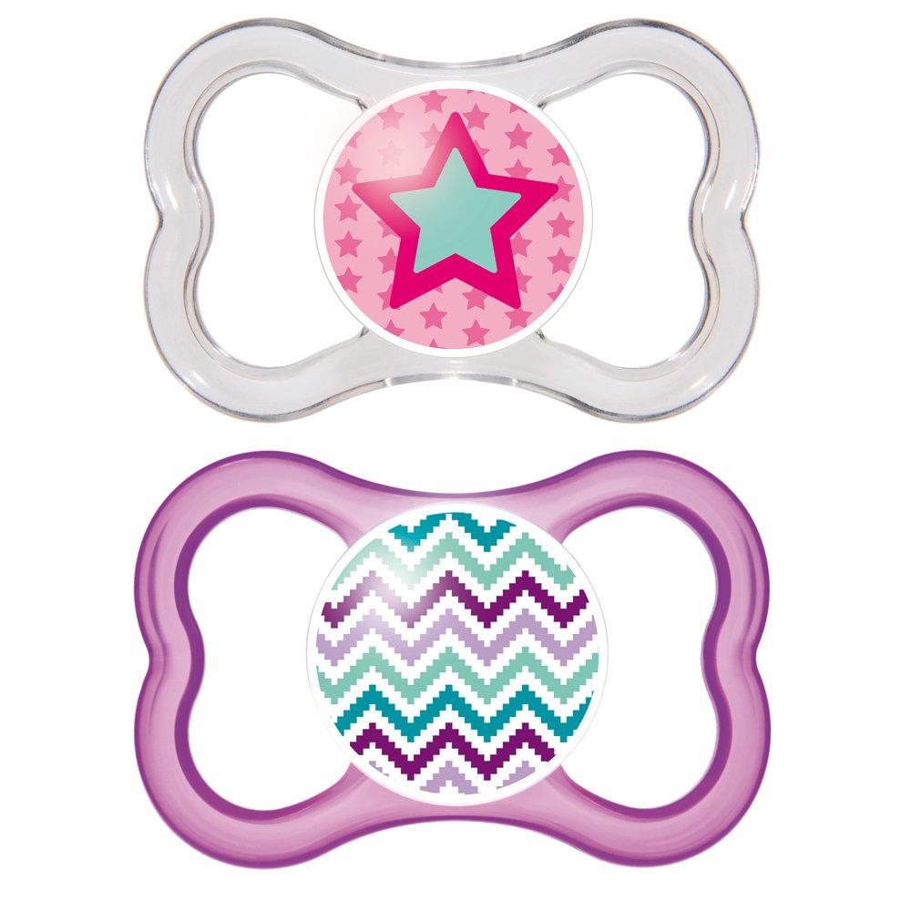 MAM Air Silicone Pacifier for 6-16 Months - Star & Diamonds Pink/Purple ...