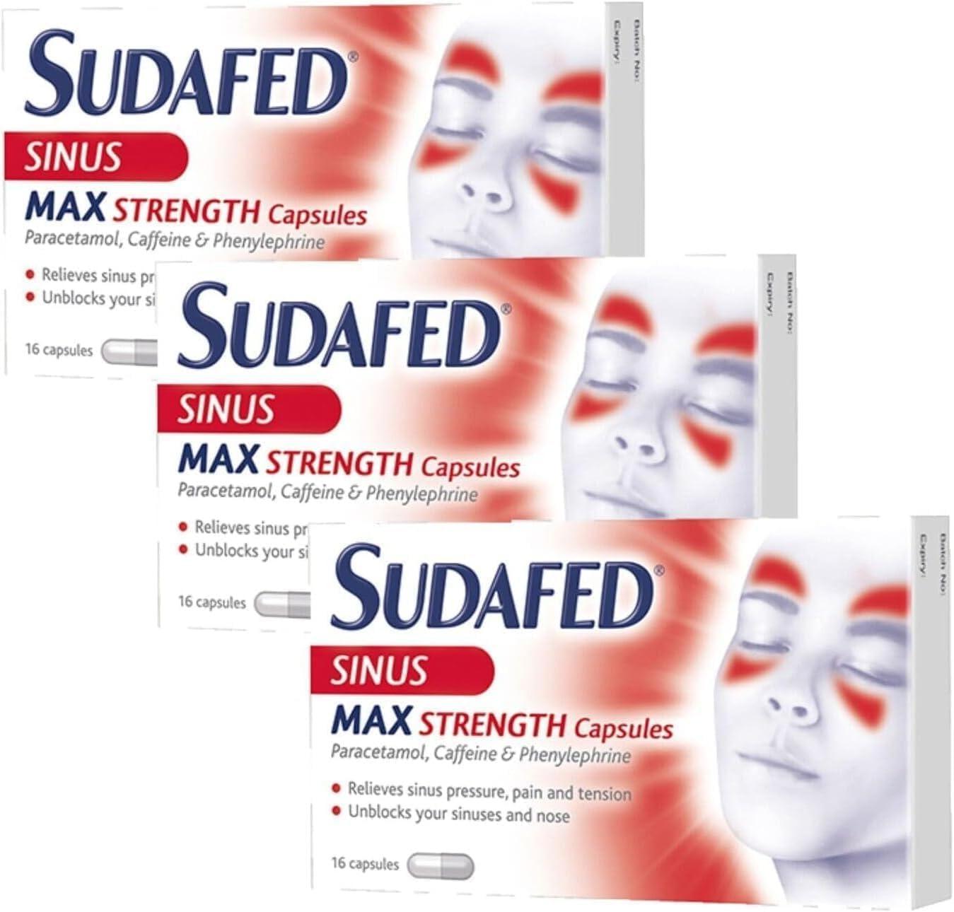 Sudafed Sinus Max Strength Capsules Relieves Sinus Pressure and Pain ...