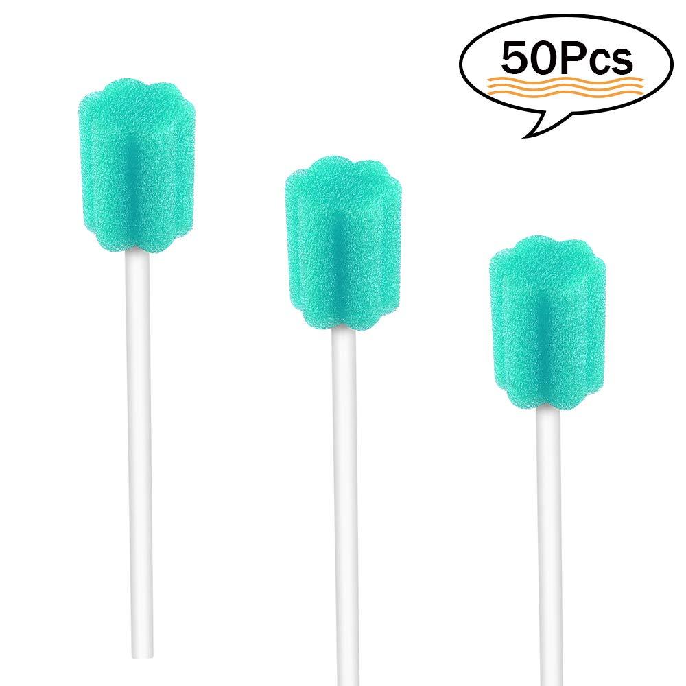 ZIZNBA Disposable Mouth Swabs Sponge - 50PCS Sky Blue Oral Swabsticks ...