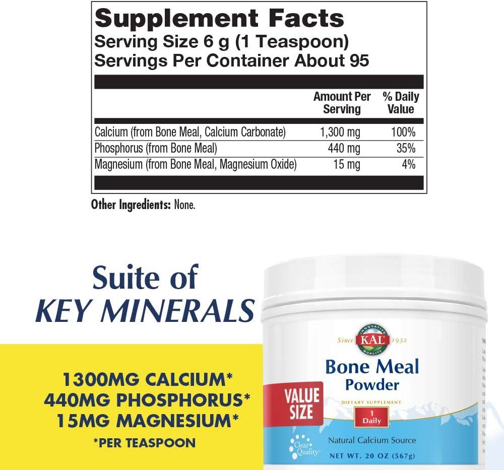KAL Bone Meal Powder - Sterilized Edible Supplement for Bones, Teeth ...