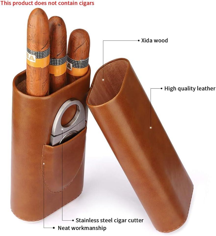 Leather Cigar Case Cedar Wood Lining Humidors for Cigars Cigar ...
