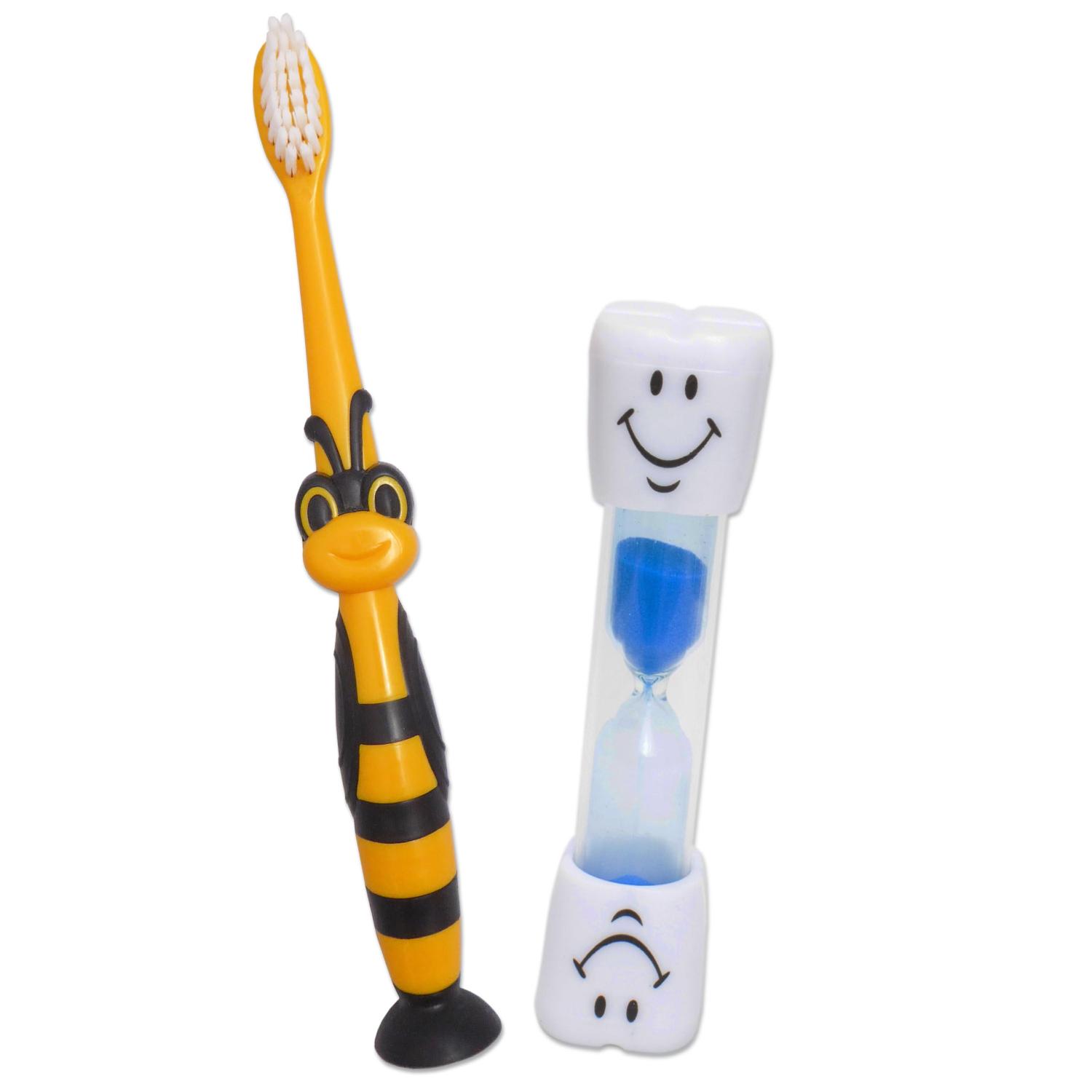Kids Bumblebee Toothbrush with Sand Timer - Blue Smile Timer Included ...