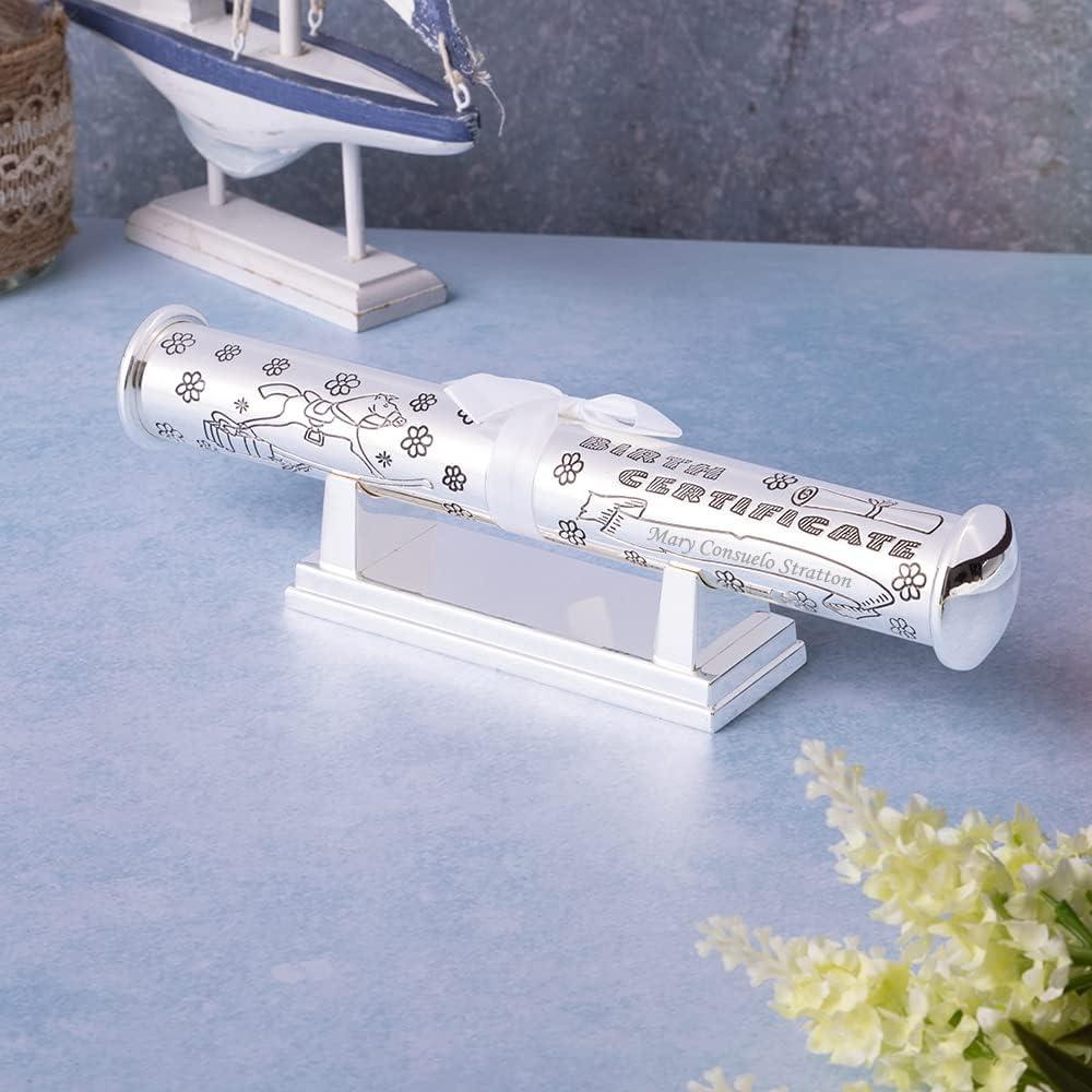 Custom Engraved Silver Birth Certificate Holder with Stand ...