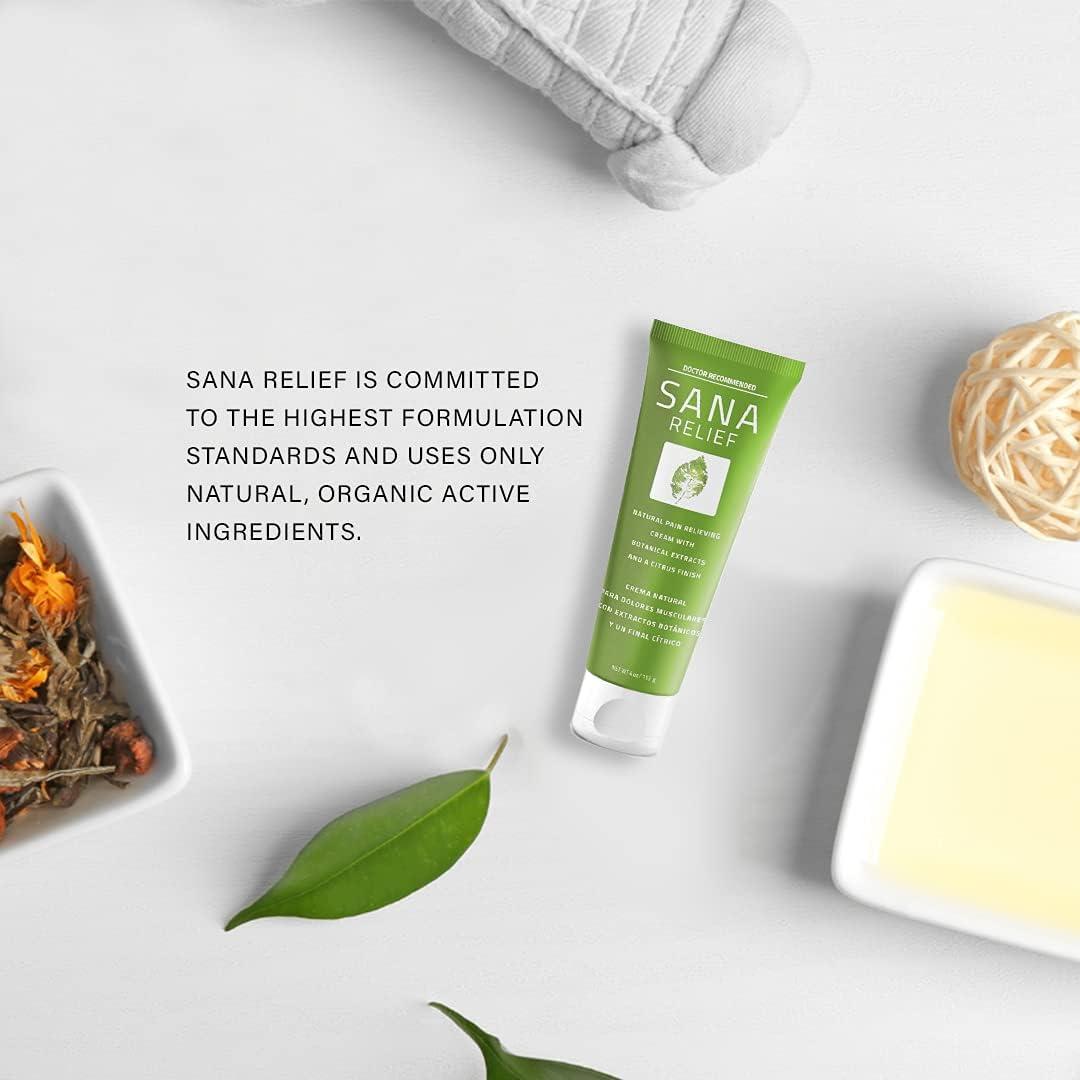 SANA RELIEF 4oz - All Natural Fast Acting Topical Pain Relief Cream for ...