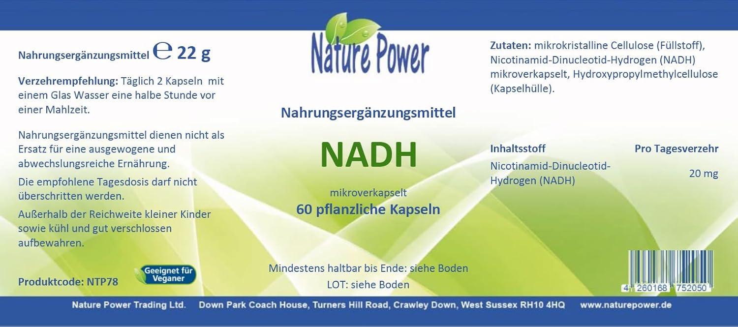 Nature Power NADH/Coenzyme 1 - 60 Vegetable Capsules | Boost Energy ...