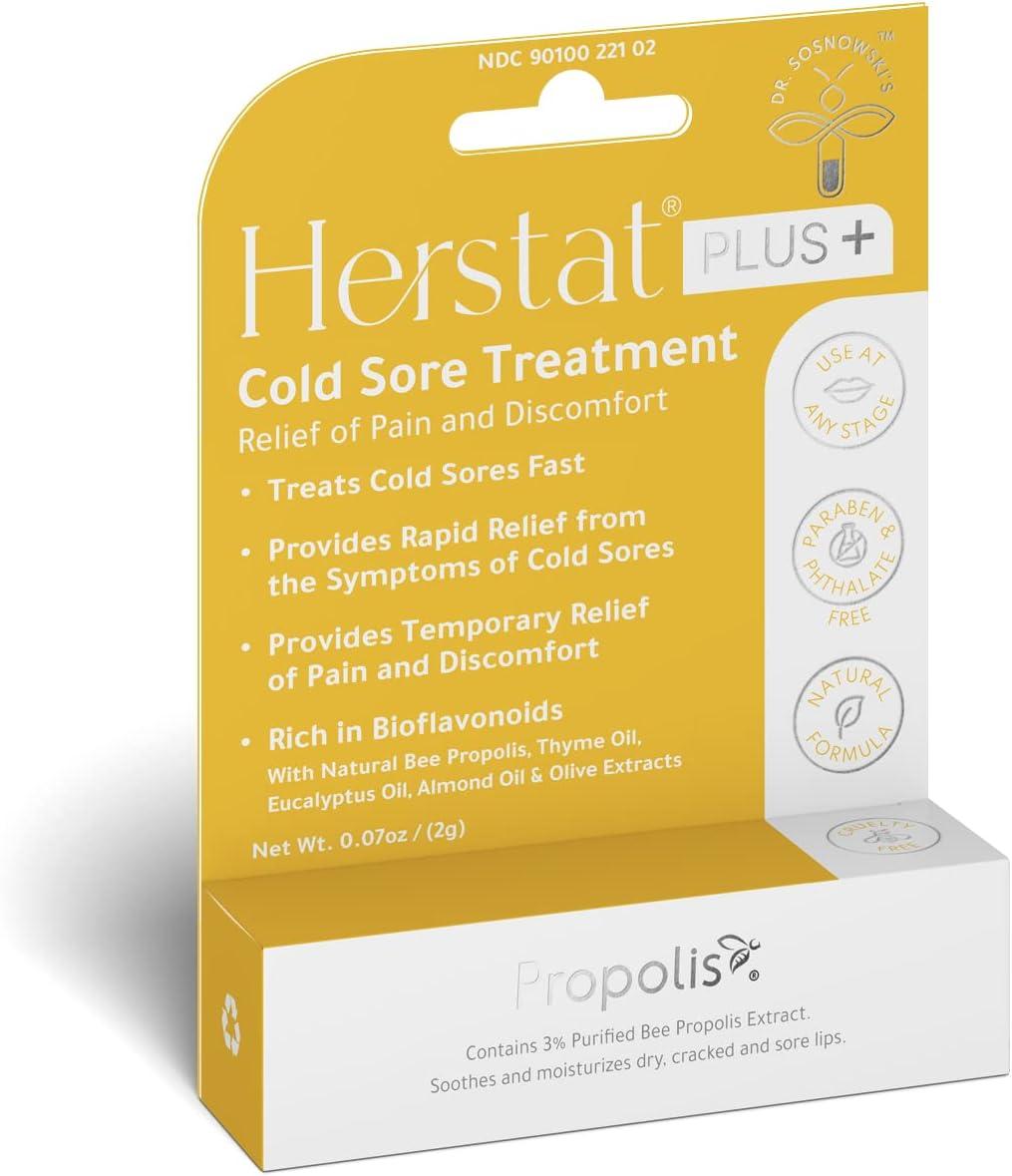 Herstat Plus Cold Sore Treatment with Free Lip Care Stick - Fast Relief ...