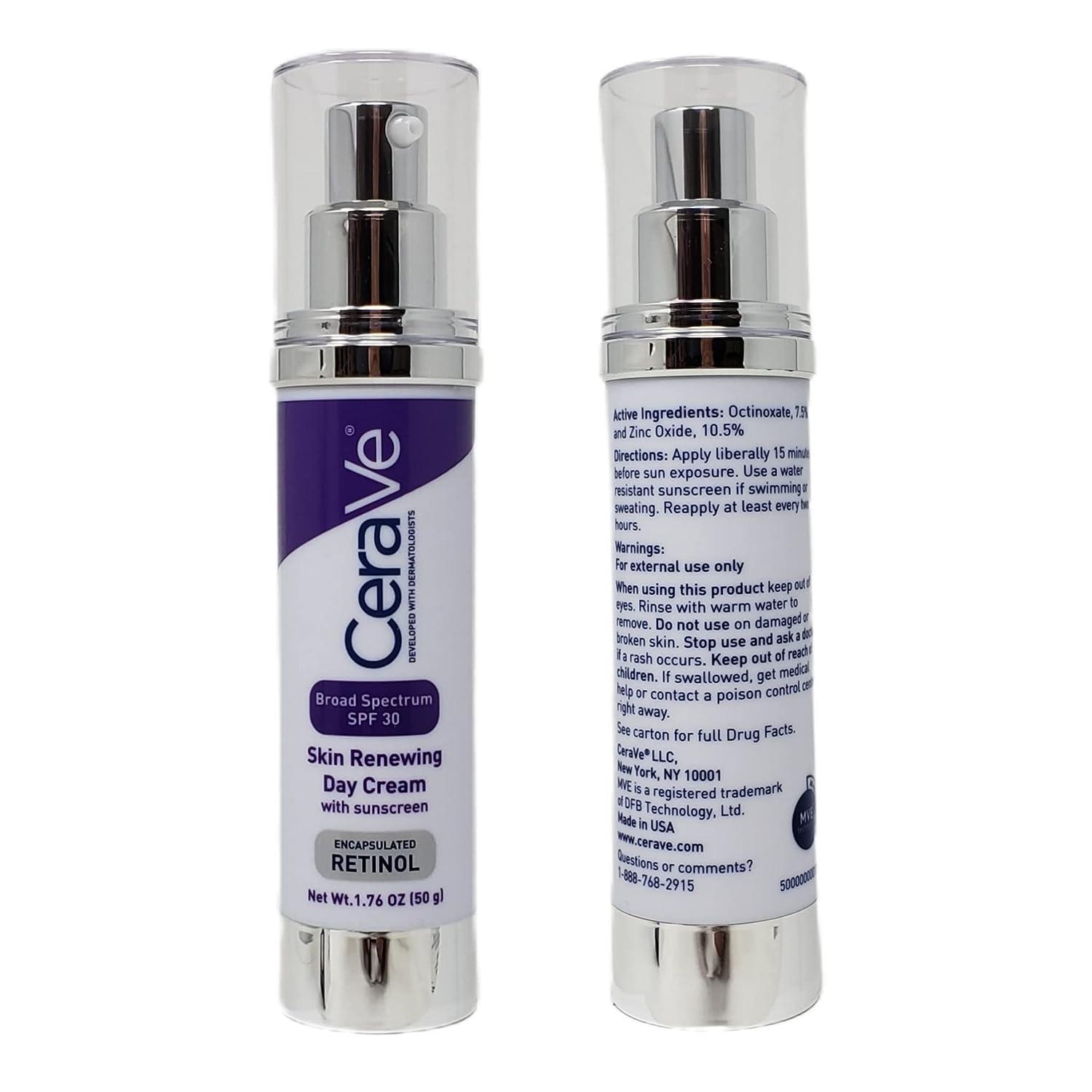 CeraVe Skin Renewing Day and Night Bundle - Day Cream with SPF 30 and ...