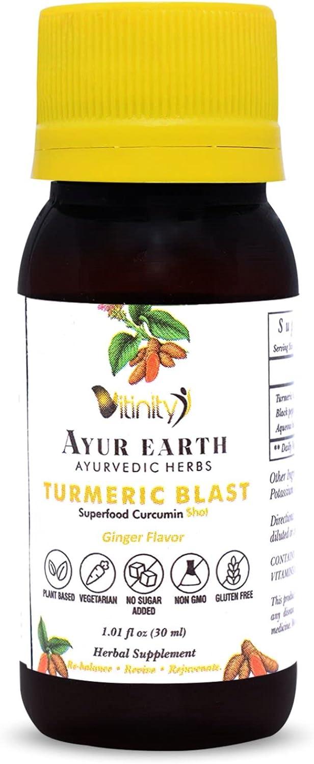 Turmeric Curcumin Superfood Shot with Black Pepper BioPerine - 9000 Mg ...