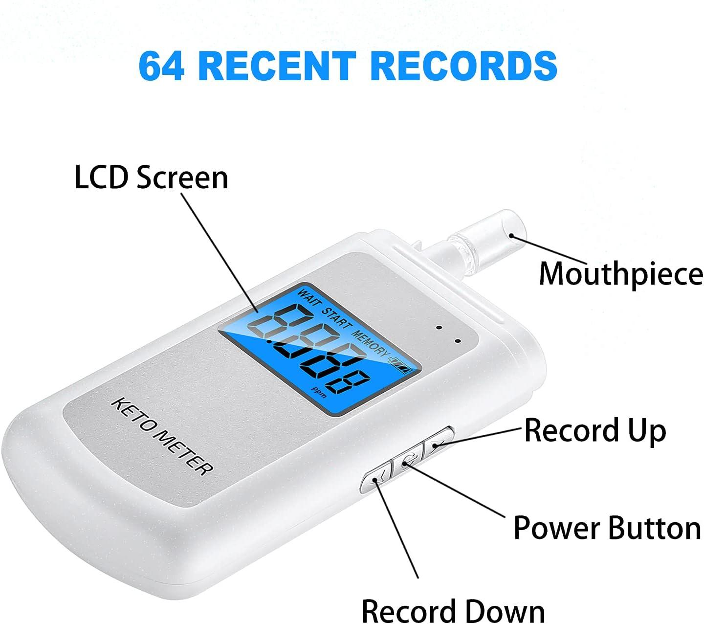 Portable Digital Ketone Meter for Ketosis Testing Kit | 10 Mouthpieces ...