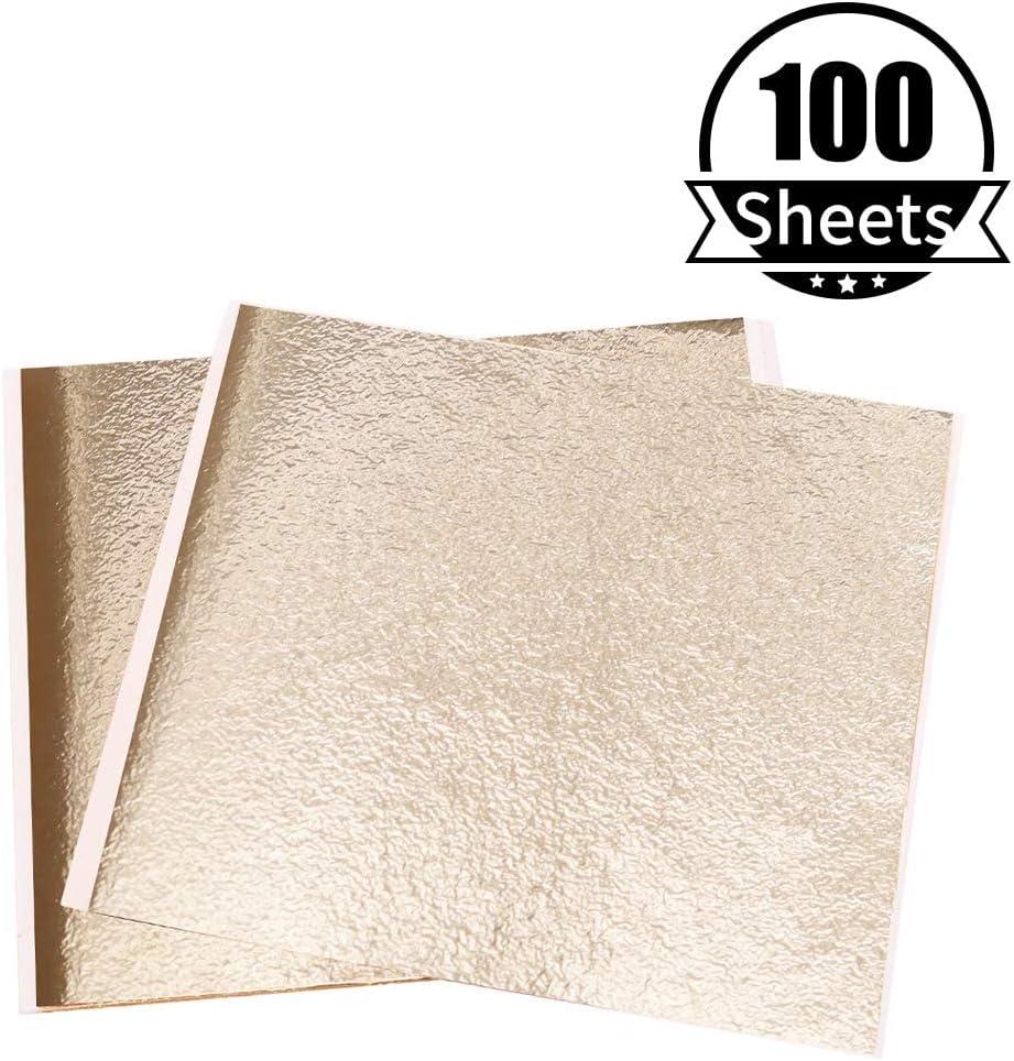 KINNO Imitation Gold Foil Sheets - 100 Sheets for Arts, Crafts, and ...