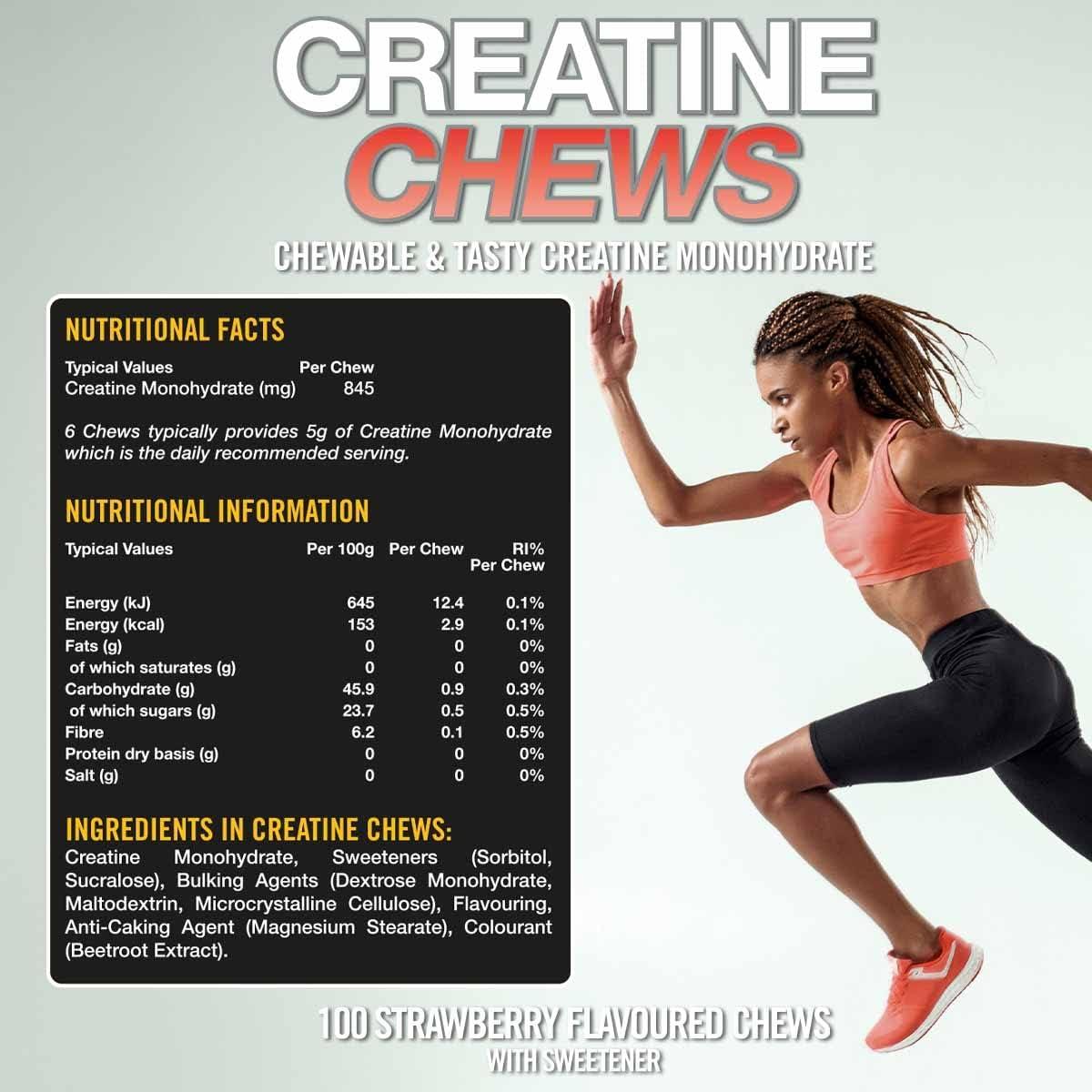 VOW Nutrition Creatine Chews 100 Strawberry Flavoured - Chewable ...