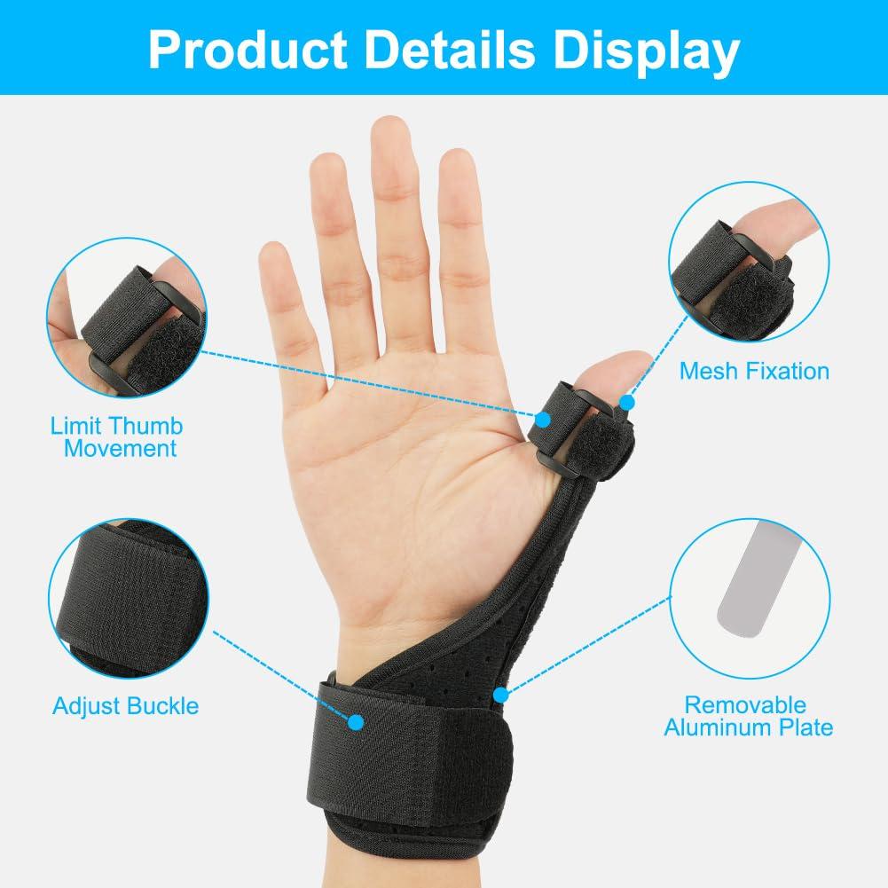 ACWOO Thumb Wrist Support Brace with Metal Splint - Reversible for ...