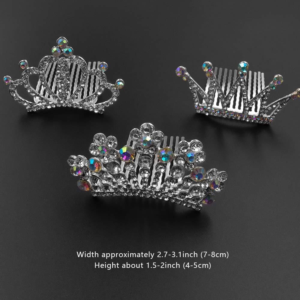 Princess Crystal Mini Tiaras Crown - Set of 3 Silver Tiara Crowns with ...