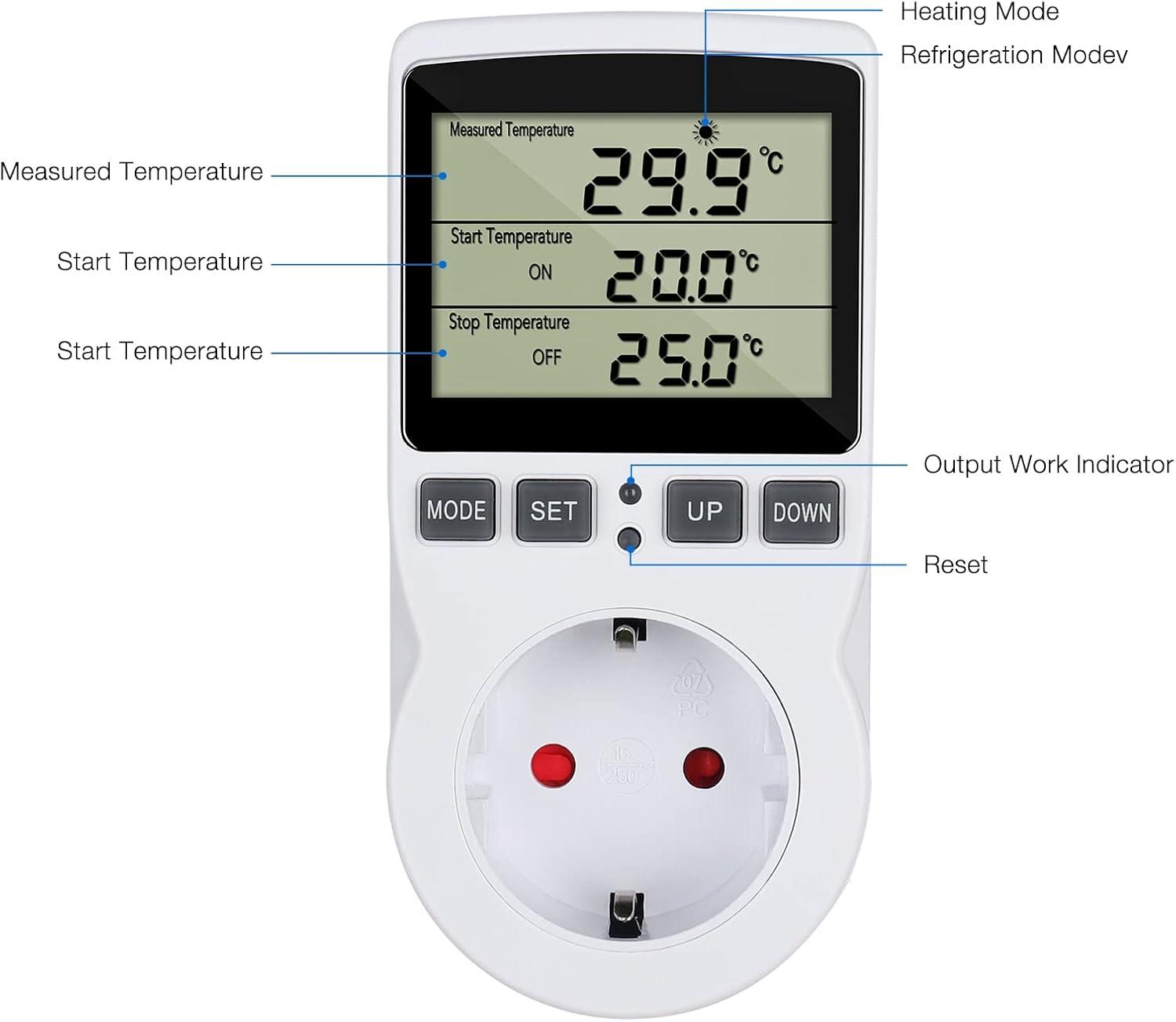 Buy CJBin 230V Temperature Controller Socket - Digital Thermostat with ...