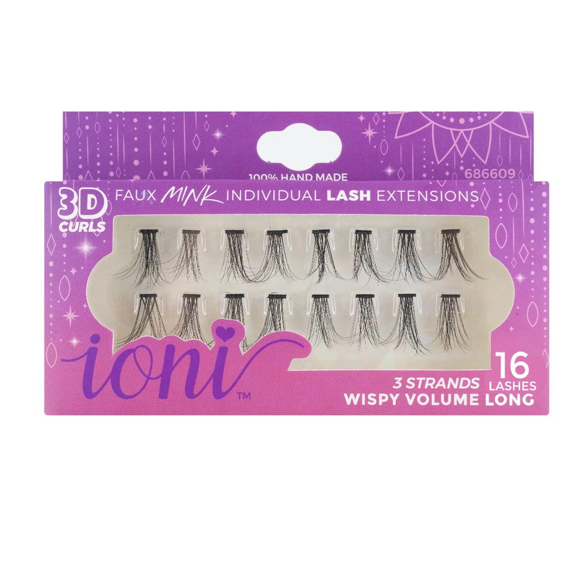 Ioni 3D Faux Mink Individual Lash Extensions - 3 Strands, 16 Lashes ...