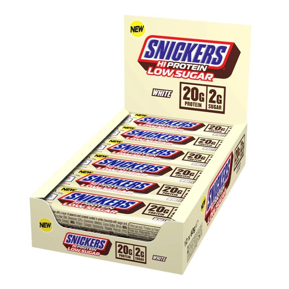 Snickers White Chocolate Low Sugar Protein Bars (12 x 57g) - High ...