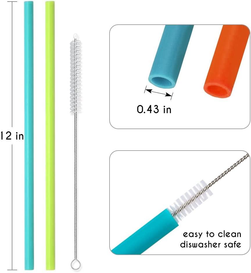 Hiware 12 Inch Extra Long Silicone Straws for Big Tumblers - Flexible ...