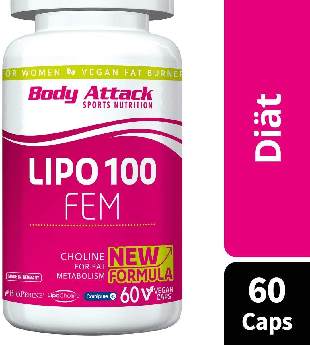 Body Attack Lipo 100 Fem Vegan - 60 Capsules | High-Dose Metabolism ...