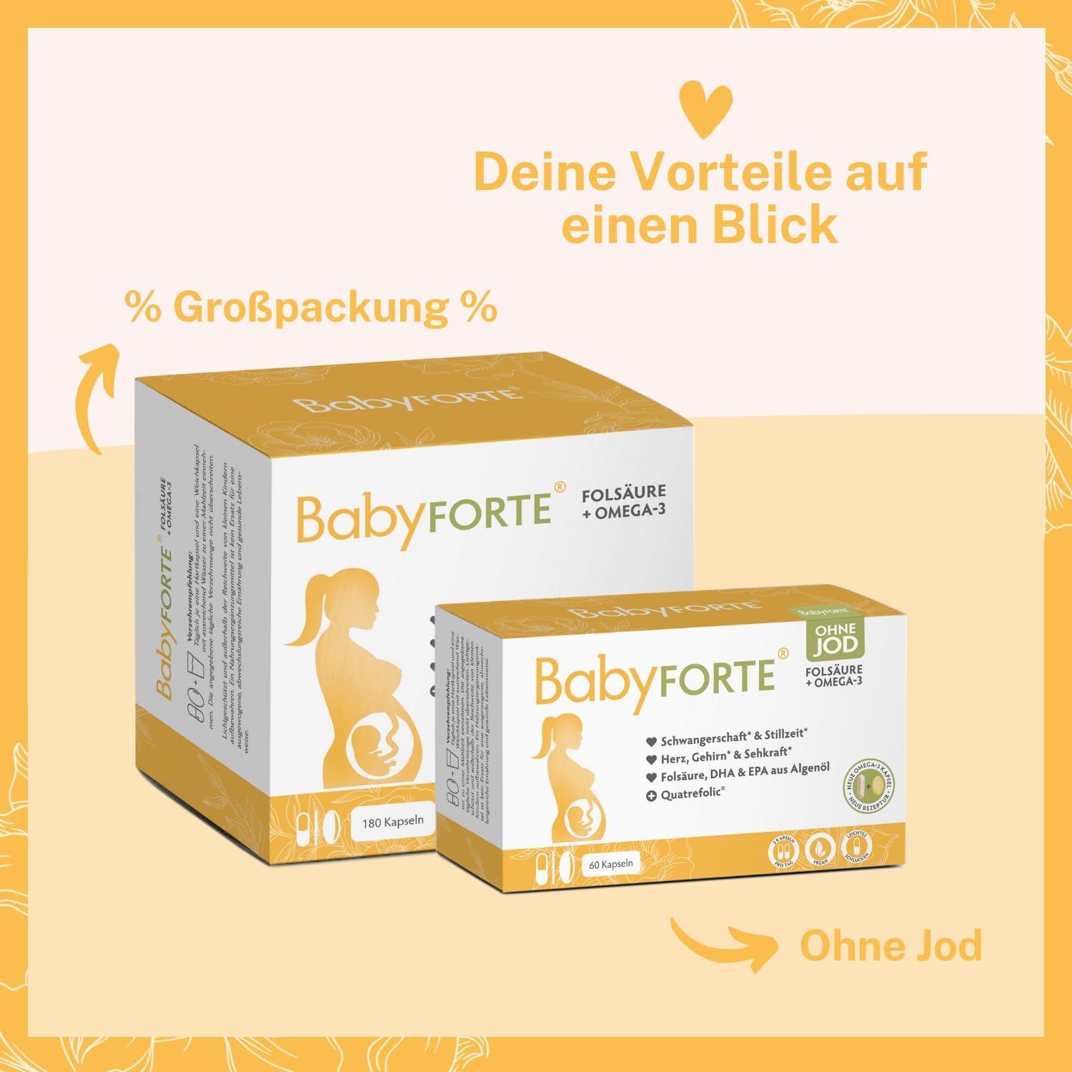 Baby Forte Folic Acid & Omega-3 | Vegan Algae Oil for All Trimesters ...