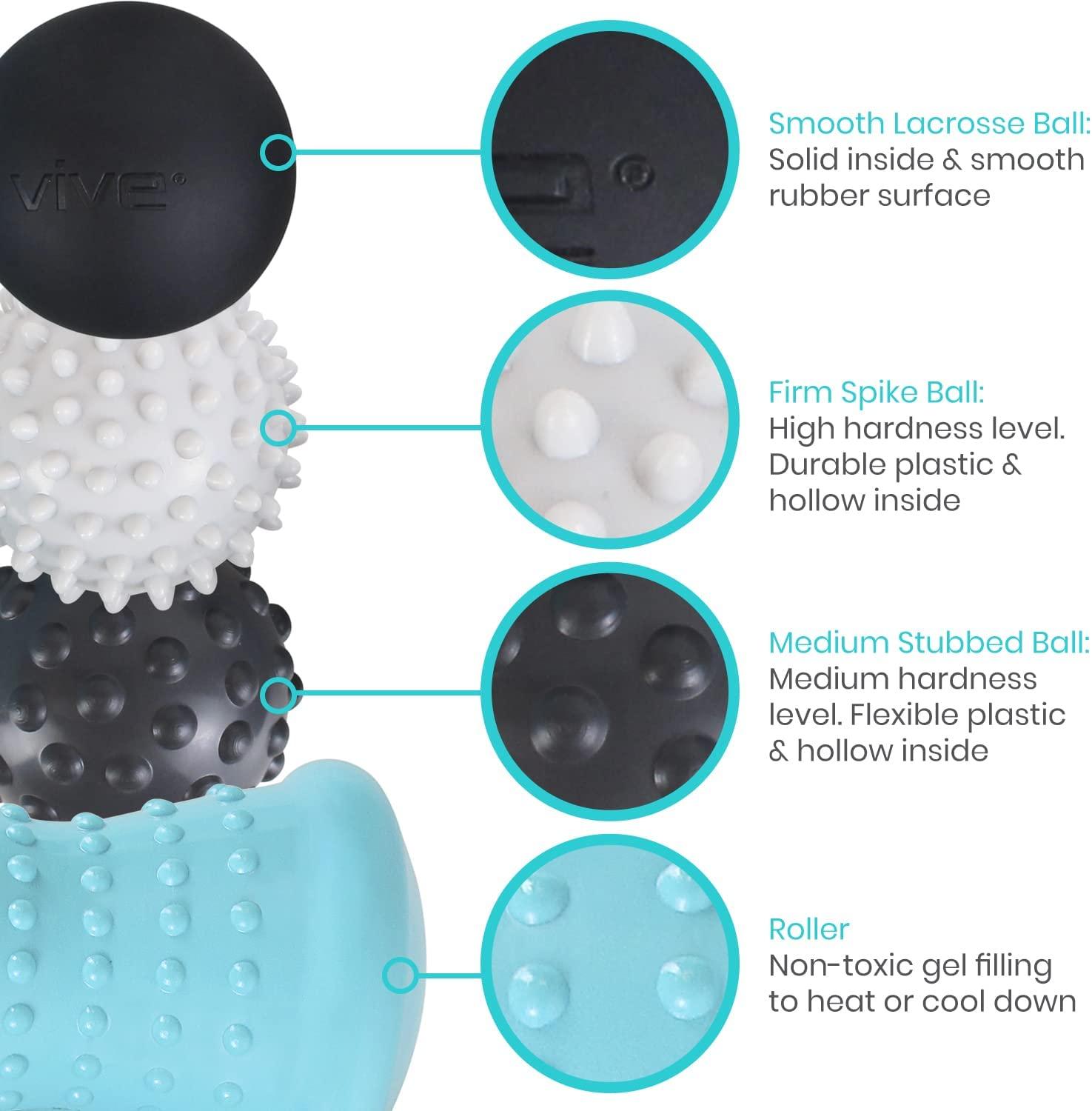 Vive Massage Ball Set (4 Piece) - Foot Pain Hot Cold Therapy Kit for ...
