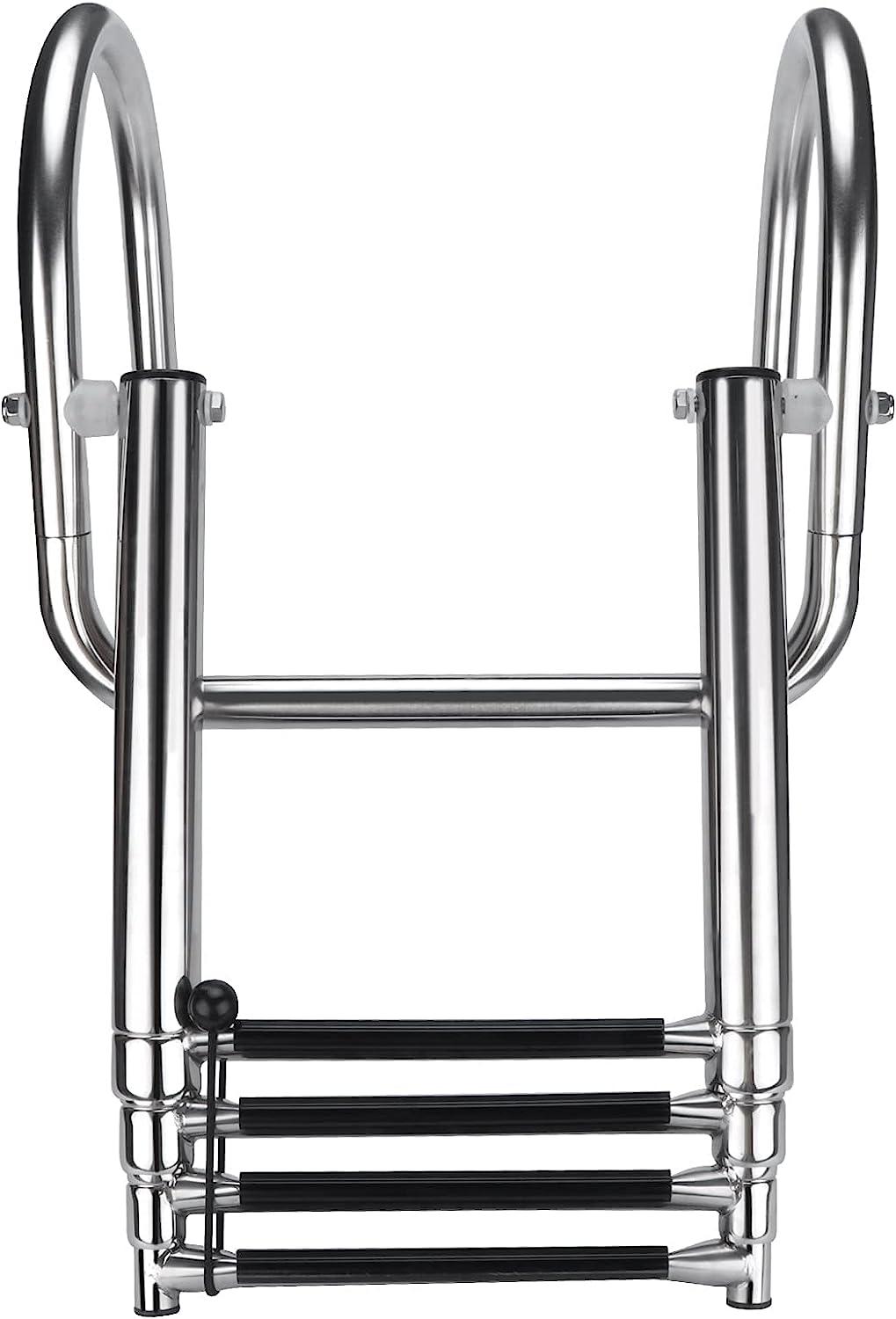 Hoffen 4 Step Pontoon Boat Ladder - Stainless Steel Telescoping Folding ...