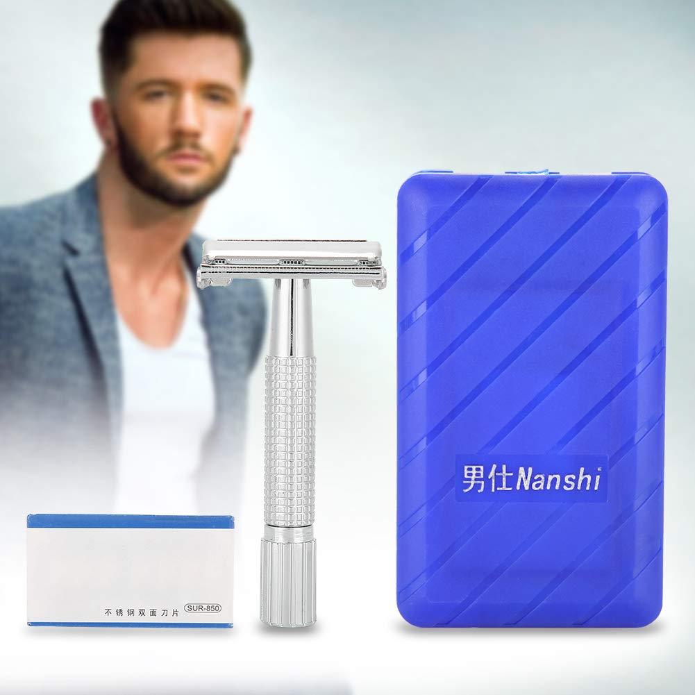 Premium Double Edge Silver Hand Razor for Men - Includes Case | Perfect ...