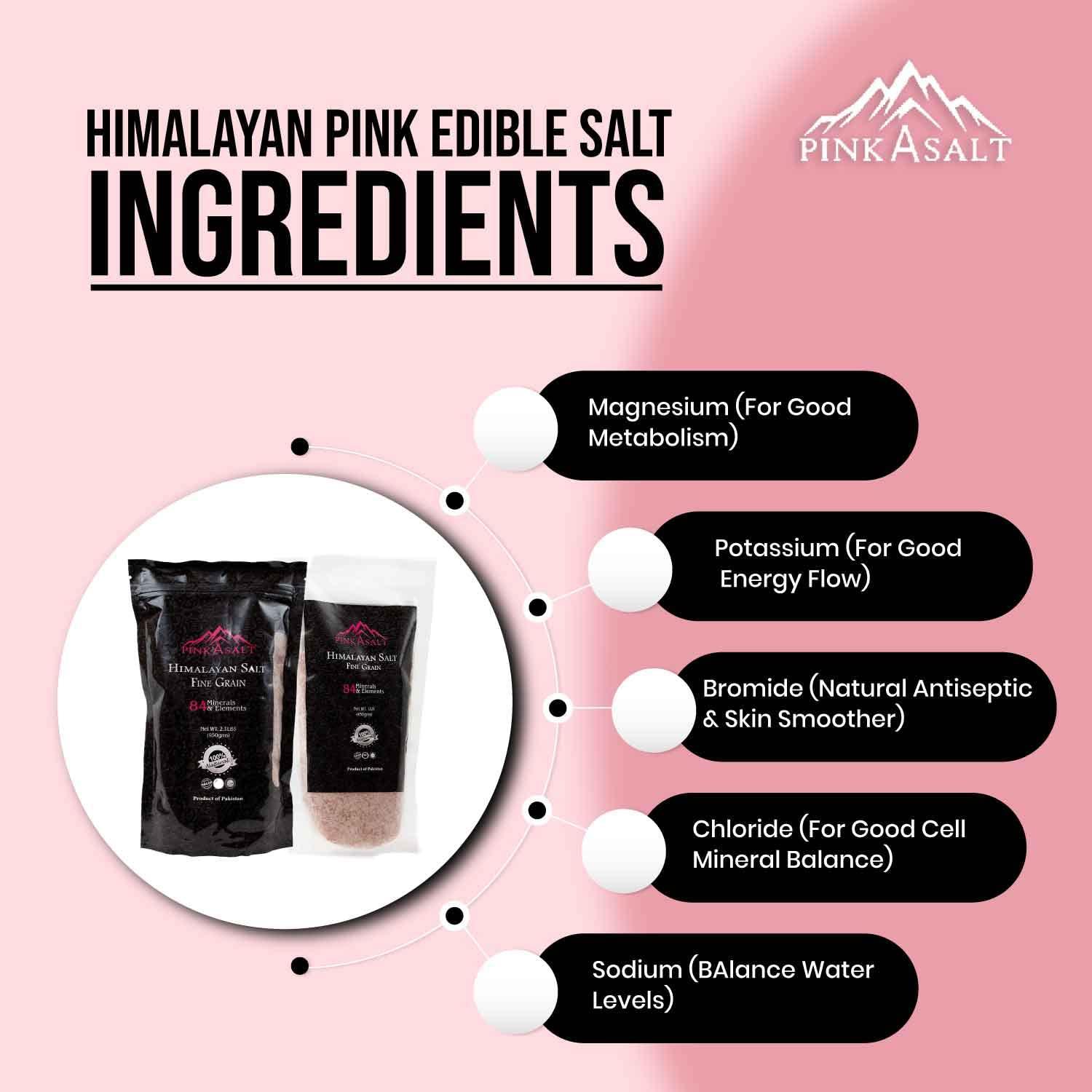 PINK-A-SALT Himalayan Pink Edible Salt - 2.1 LB Fine Grain Pink Crystal ...