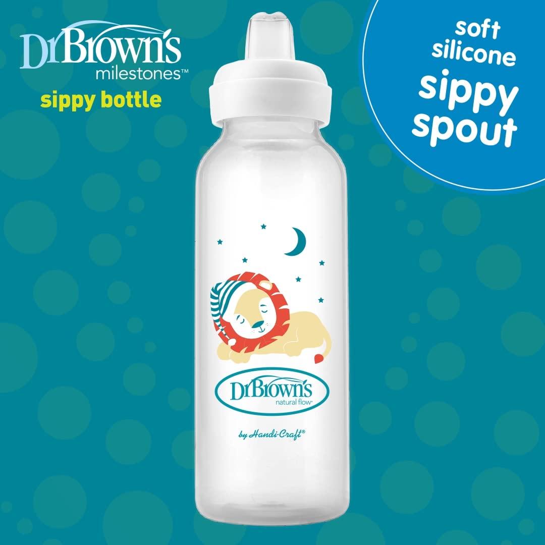 Dr. Brown's Milestones Narrow Sippy Bottle - 100% Silicone Soft Spout ...