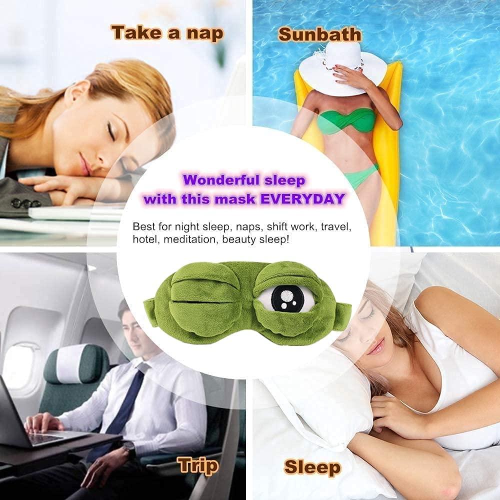 BUMSUFON Sad Frog Sleep Mask for Women - Green | Soft Comfort Eye Shade ...