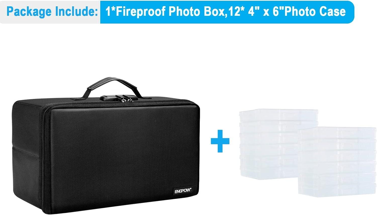 ENGPOW Fireproof Photo Storage Box with Lock - Organize & Protect ...
