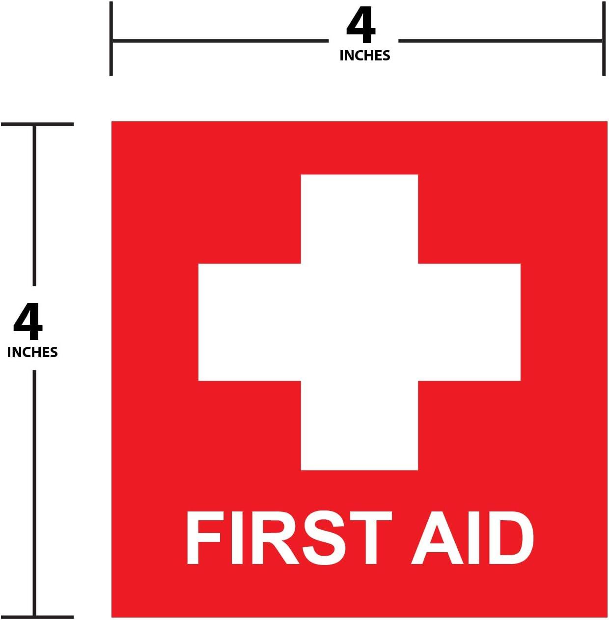 Emergency First Aid Sticker 4x4 Inches (4-Pack) - Water-Resistant First ...