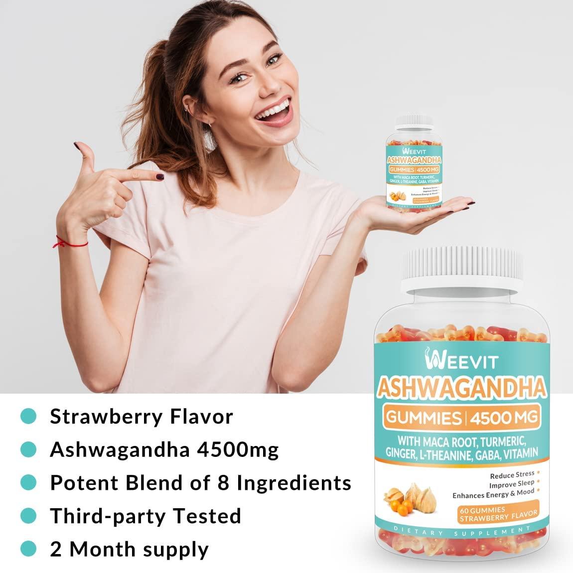 Organic Ashwagandha Gummies with Maca Root Powder - 4500mg for Sleep ...